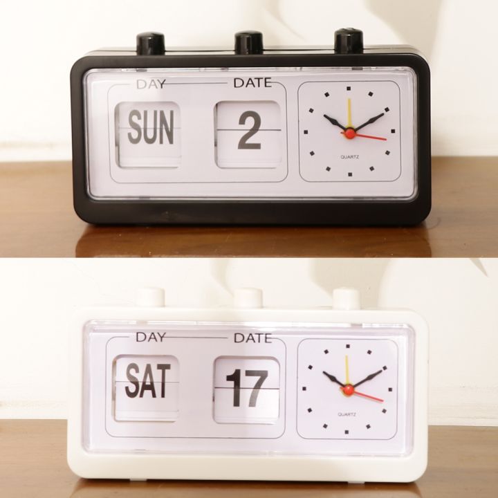 （HOT NEW） AutoClock ตารางย้อนยุคนาฬิกาปฏิทินไม่ฟ้องพร้อมการแสดงวันที่วัน | Lazada.co.th