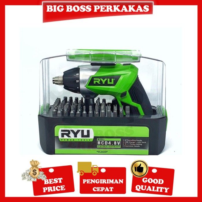 TEKIRO RYU MESIN BOR OBENG BATERAI 4.8 V USB CORDLESS SCREWDRIVER 4.8V ...