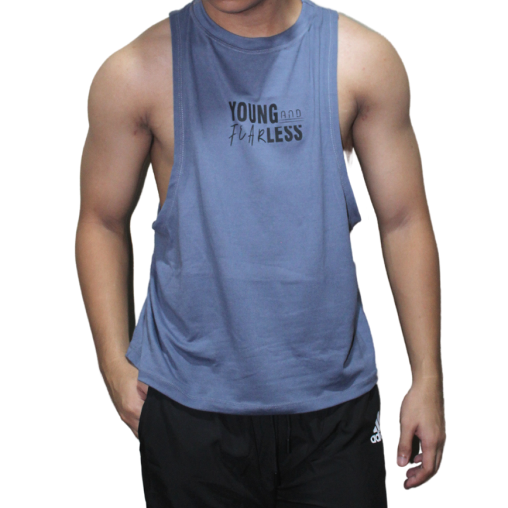 YOUNG AND FEARLESS PRINTED MUSCLE TEE, GYM WEAR, COTTON SPANDEX, CAN ...