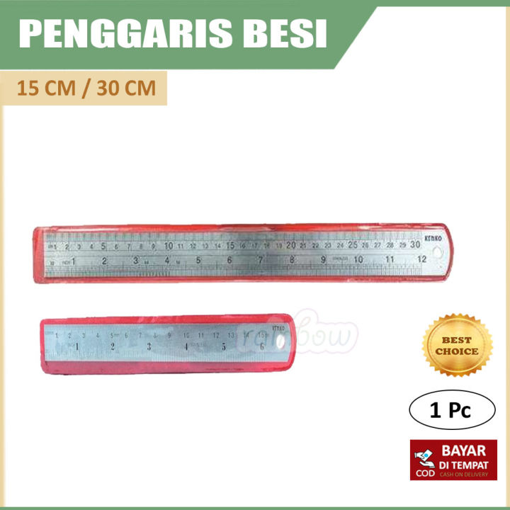 Penggaris Besi 15 cm / 30 cm / Mistar 30 cm Ruler 15 cm Penggaris 30cm ...