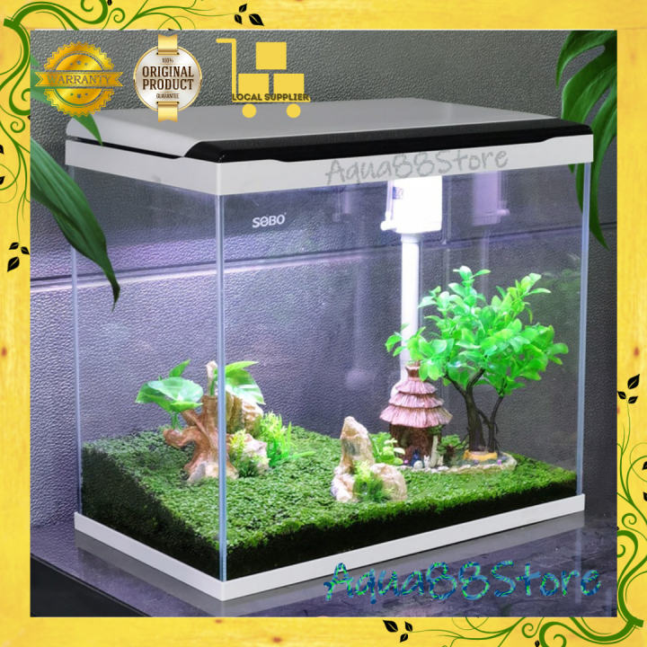 SOBO Aquarium Fish Tank Set SD-380F SD-480F SD-580F Water Pump Filter LED Lights Ultra White ...