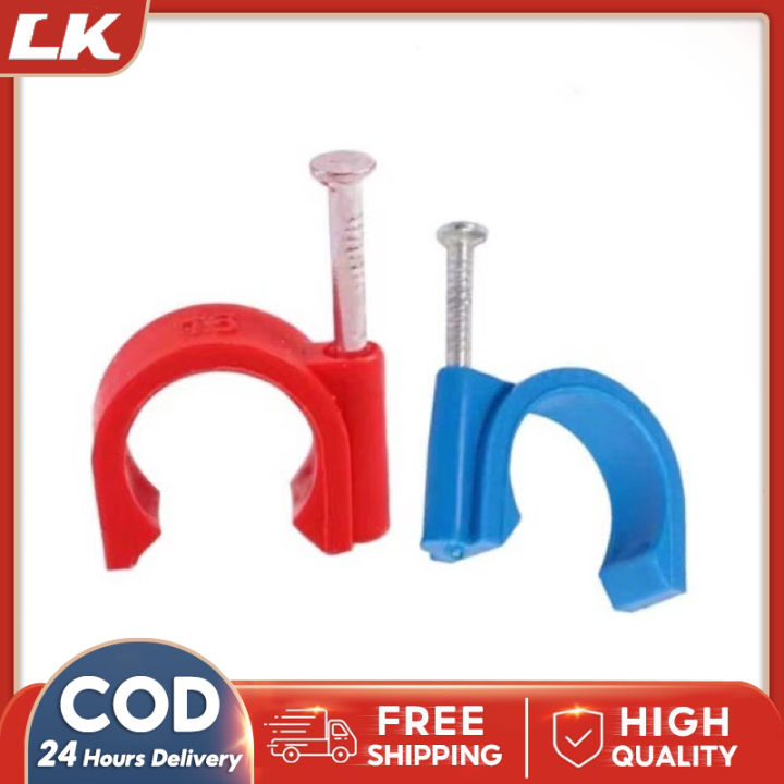 PVC Cable Clips Orange Blue Pipe Clamp Heavy Duty for Electrical Works Per Pack 1/2" 3/4" 1 ...