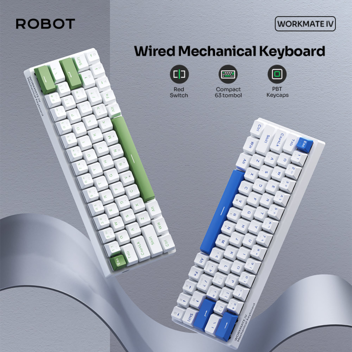 Robot Workmate IV Wired Mechanical Keyboard Compact Switch PBT Keycaps ...
