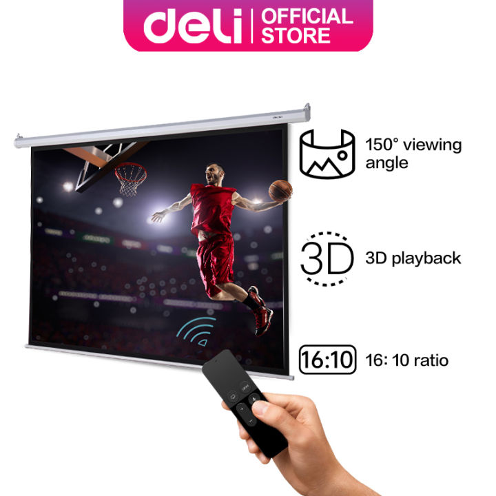 Deli 16:10 120 Inch Projector Screen with Electric Remote Control ...