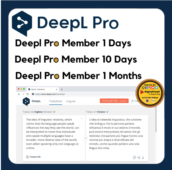 [PERSONAL ACCOUNT] Deepl Pro Premium Account 1 Days / 10Days / 1 Months | Lazada PH