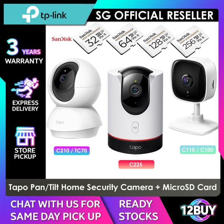 TP-Link TAPO C210 C225 Pan/Tilt Home Security Wi-Fi Camera MicroSD Card ...