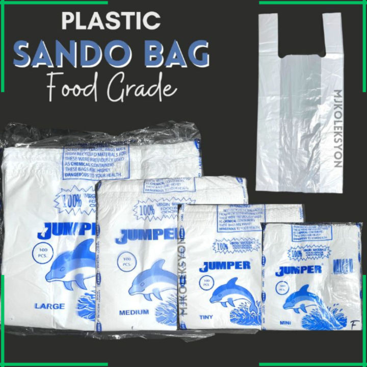 Plastic Sando Bag 100pcs Tshirt Restaurant Food Shopping Takeout Bag ...