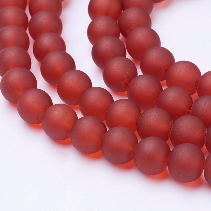 1Strand Transparent Glass Bead Strands Frosted Round Tomato 8mm Hole: 1 ...