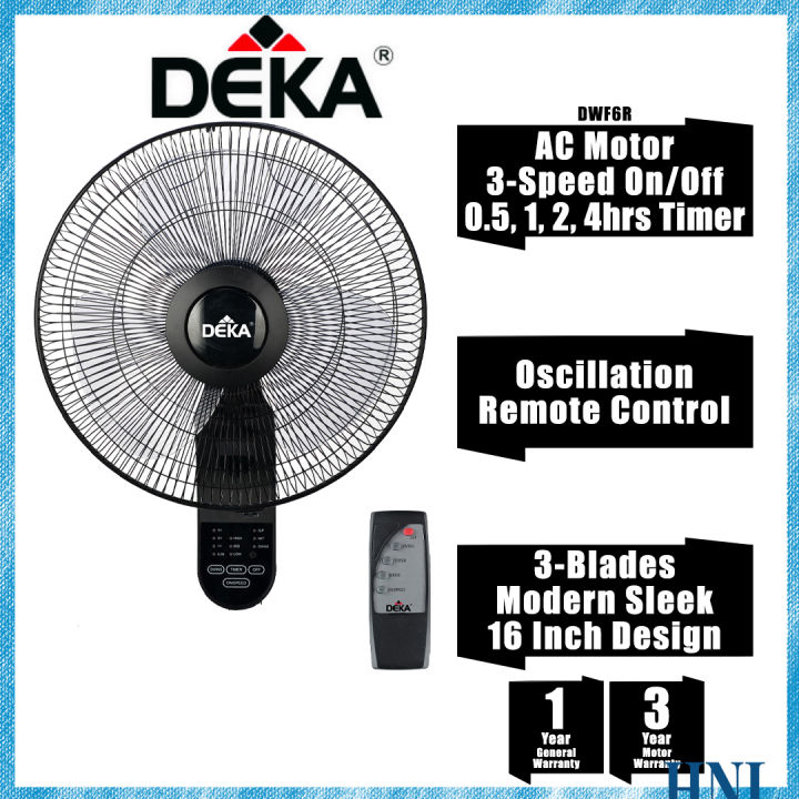 DEKA 16" INCHES REMOTE CONTROL WALL FAN BLACK NEW MODEL | Lazada