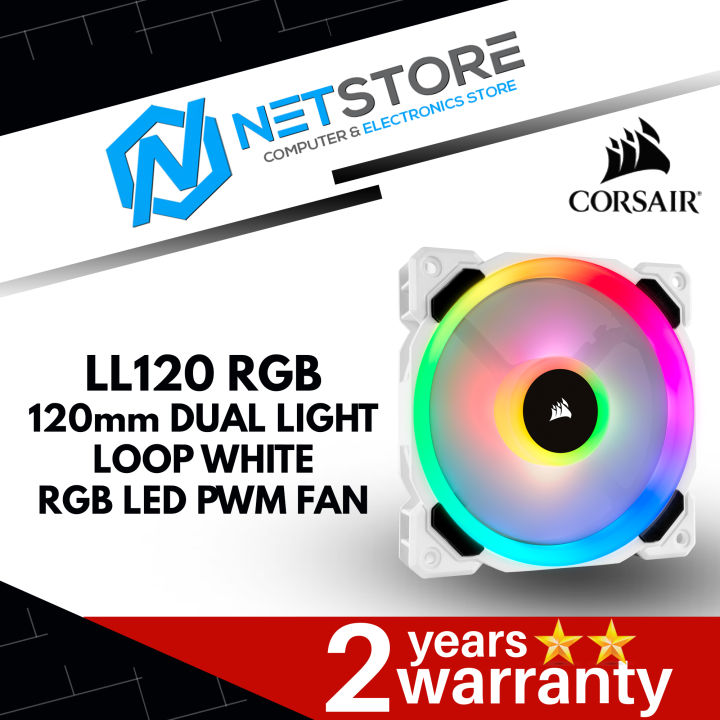 CORSAIR LL120 RGB 120mm Dual Light Loop White RGB LED PWM Fan — Single ...