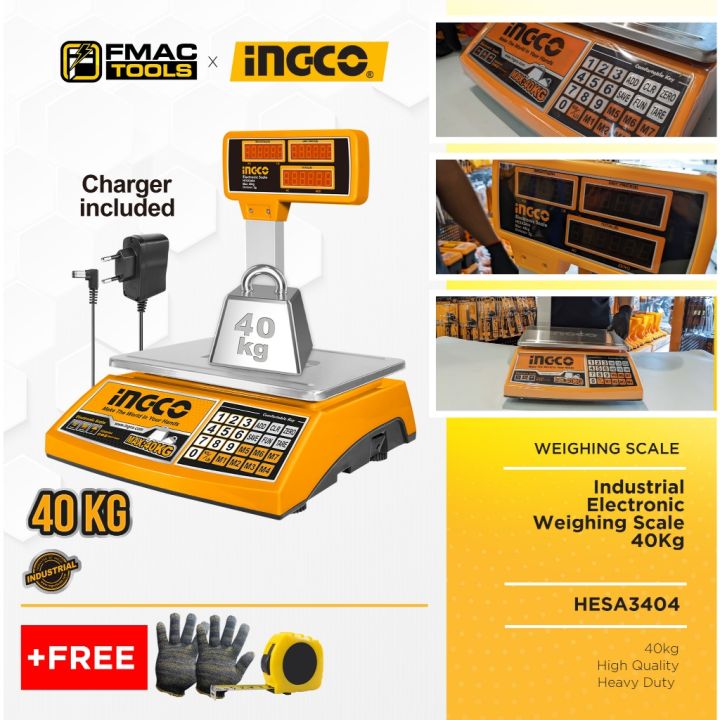 INGCO Industrial Heavy Duty 40 Kg Electronic Weighing Scale HESA3404 ...