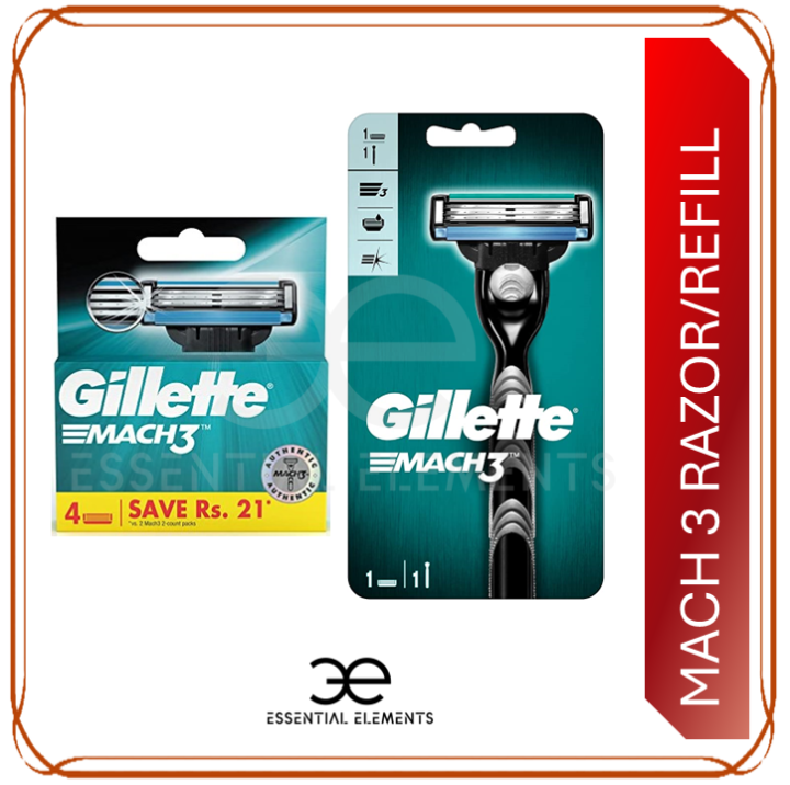 GILLETTE Mach 3 Razor Handle / Refill Blade Cartridges 4pcs / Shaver ...
