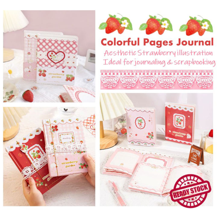 Colorful Pages Journal Notebook Strawberry Diary School Stationery ...
