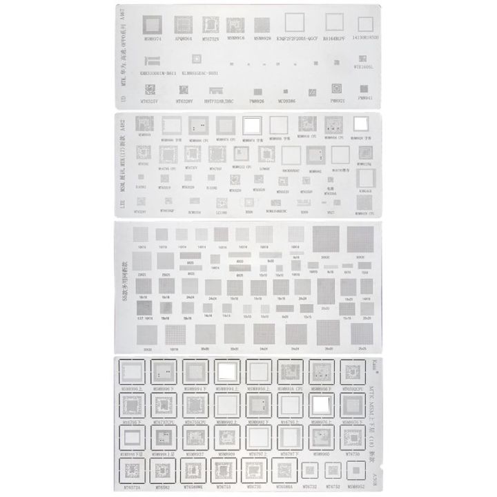 【ES】4PCS Universal BGA Stencil for MTK MSM Samsung Huawei Xiaomi iPad CPU RAM PM Power IC Reball ...