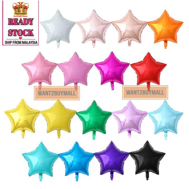 🇲🇾 3 Size 5/10/18 Inch Star Shape Shining Colour Birtyday Party ...