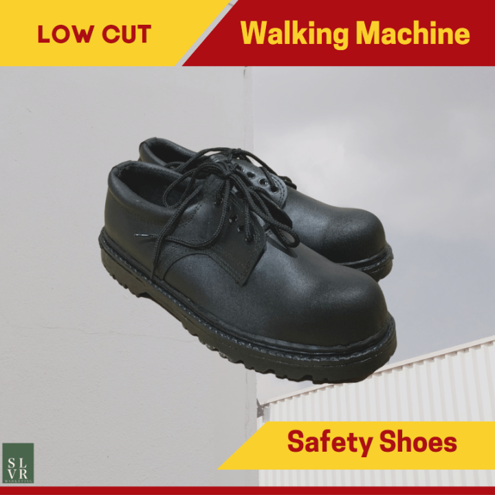 Walking Machine Carabao Leather Construction Safety Shoes Low Cut with ...