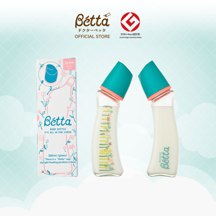 Dr.Betta ฺbaby bottle Brain GF5-Flower 200ml ขวดนม คอมาตรฐาน วัสดุแก้ว (รูจุกกากบาท แบบไม่ดูดไม่ ...
