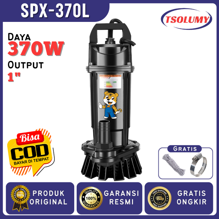 Tsolumy Pompa Celup Air Kotor SPX-370L 370W Submersible Pump Pompa Limbah / Pompa Kolam Ikan ...