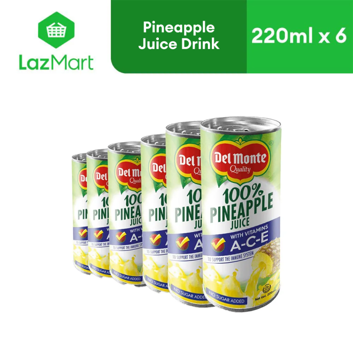 Del Monte 100% Pineapple Juice Drink with Vitamins ACE 220ml - Buy 6 ...