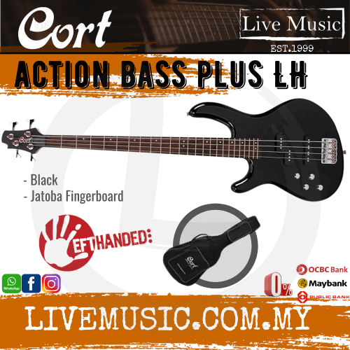 Cort Action Bass Plus Left-Handed 4-string Bass Guitar with Bag - Black | Lazada
