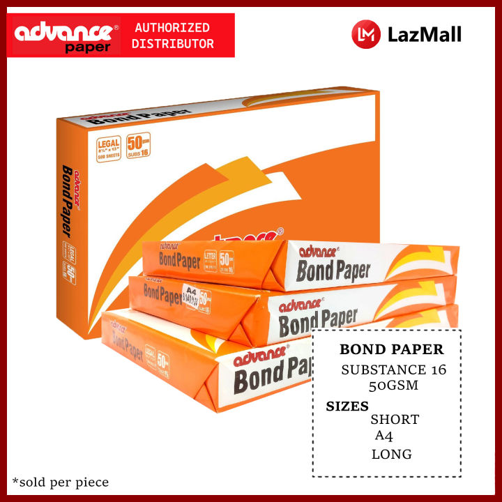 Advance Bond Paper 500 Sheets Ream Substance16 50gsm | Lazada PH