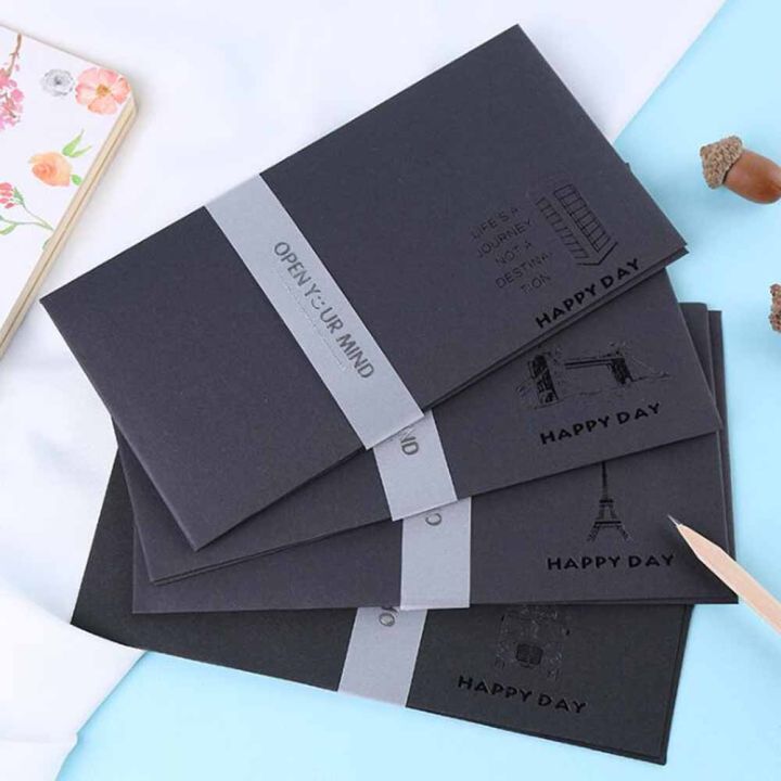 5 Pcs Black Paper Envelope Retro Wedding Party Holiday Gilding Greeting ...