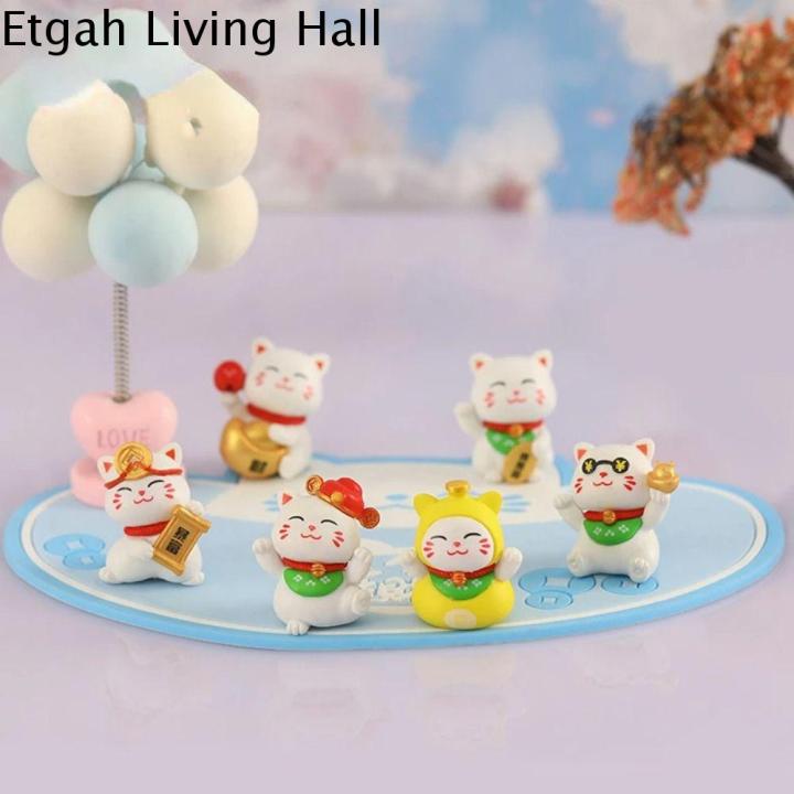 ETGAH 6pcs/set Kitten Chinese Lucky Cat Decor Cute Cartoon Animal ...