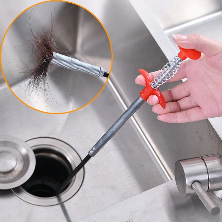 Pipe Dredge 23.6 inch Metal Wire Tool Curved Drain Pipe Cleaner Stick ...