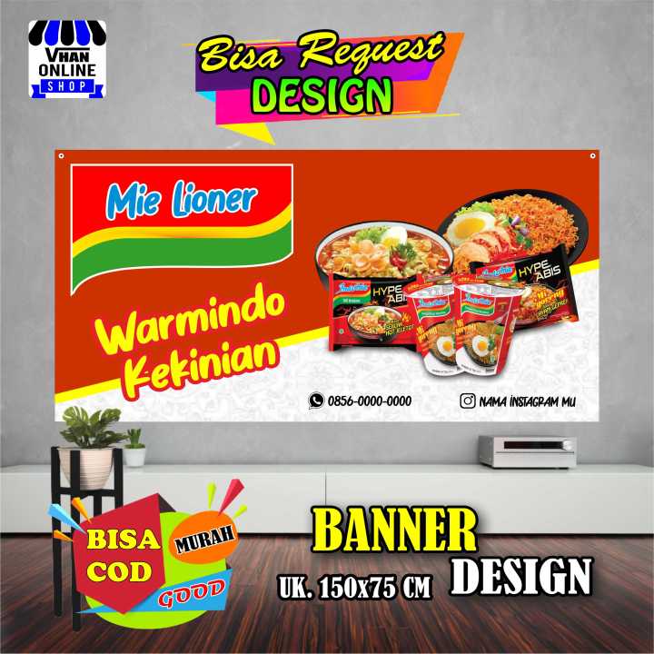 Spanduk Banner Warmindo, Warung Makan Indomie, Mie Lioner Keren Murah ...
