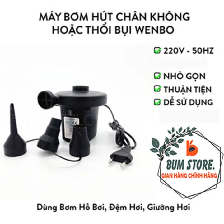 Máy bơm hơi mini Wenbo bơm hồ chơi đệm hơi giường hơi nguồn 220V cực mạnh, Máy bơm điện phao bơi ...