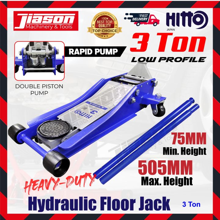 HITTO 3 Ton / 3Ton Low Profile Double Pump Hydraulic Floor Jack | Lazada