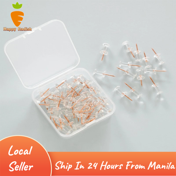 50PC Plastic Transparent DecorativePush Pins Thumbtacks Steel Point ...