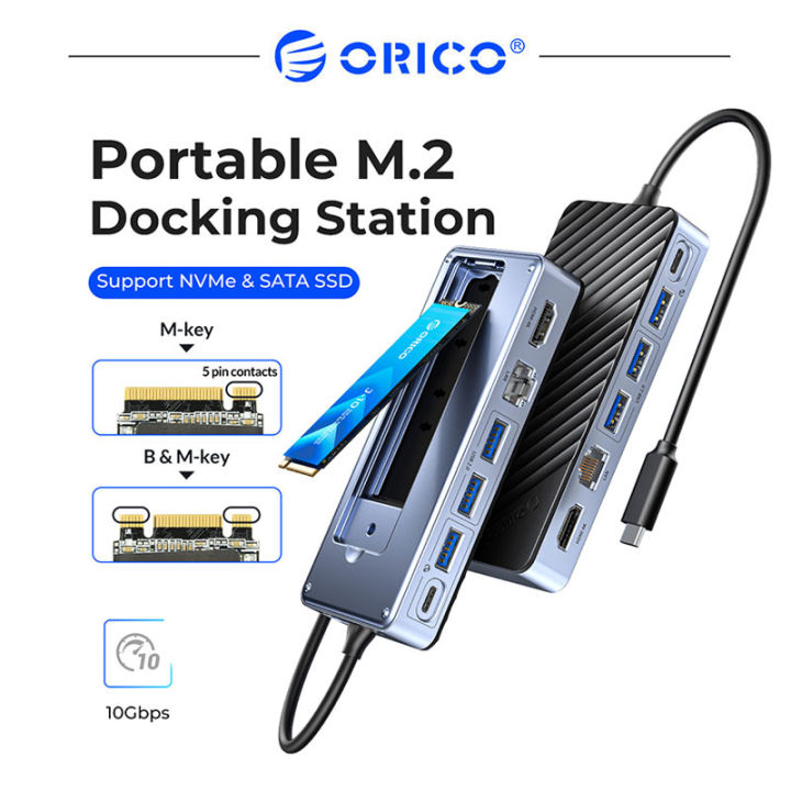 ORICO กล่อง SSD M.2พร้อม USB แท่นวางมือถือ C 10Gbps PD 100W RJ45 Sd/tf 4K HDMI สำหรับแล็ปท็อป ...