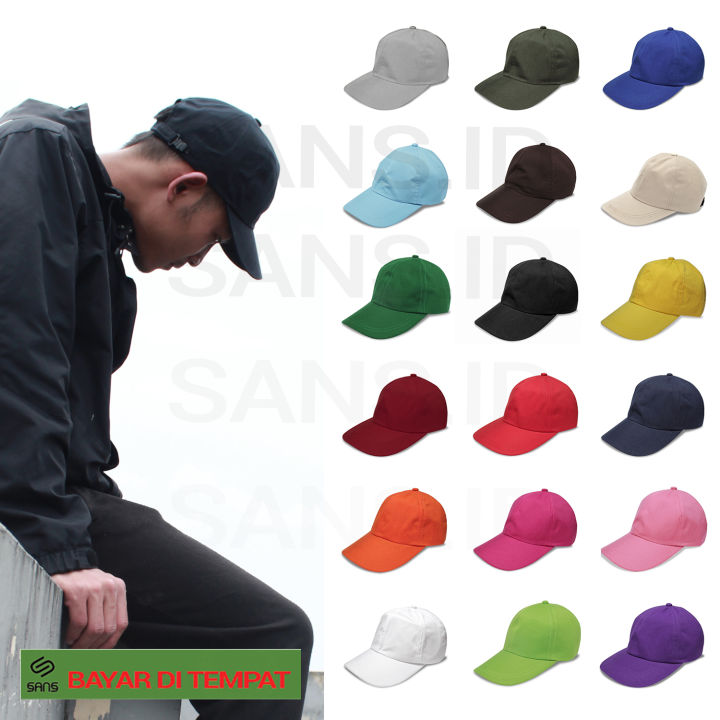 topi polos basebal hitam putih topi pria topi murah topi polos warna ...