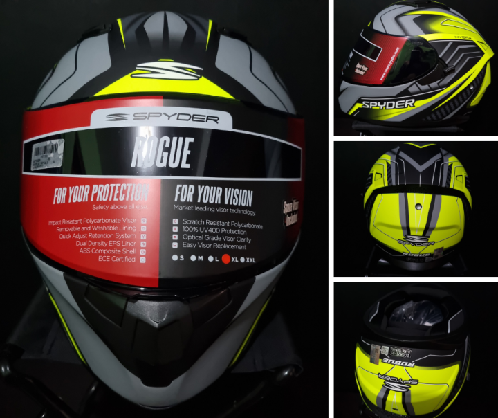 SPYDER ROGUE Dual Visor with spoiler matte black & yellow with free ...