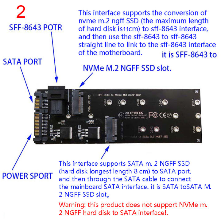 LYM 22Pin SATA M.2 SSD Adapter SFF-8643 to NVMe M.2 NGFF SSD for ...