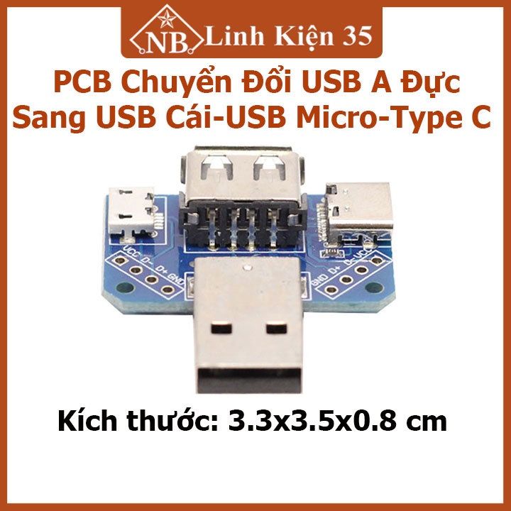 PCB chuyển đổi USB A đực sang USB Cái-USB Micro-Type C - mạch chuyển ...