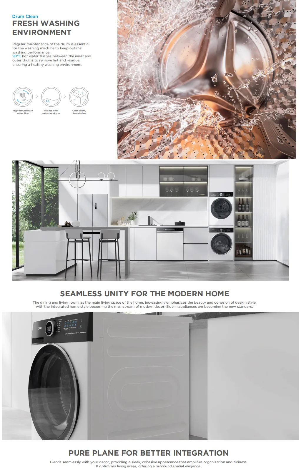 MIDEA MF210W95WB 9.5KG INVERTER SMART CONTROL FRONT LOAD WASHING ...