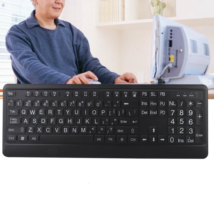 Large Font Keyboard For Older People Pc 104 Key Usb Ergonomic Keyboard With Backlight And