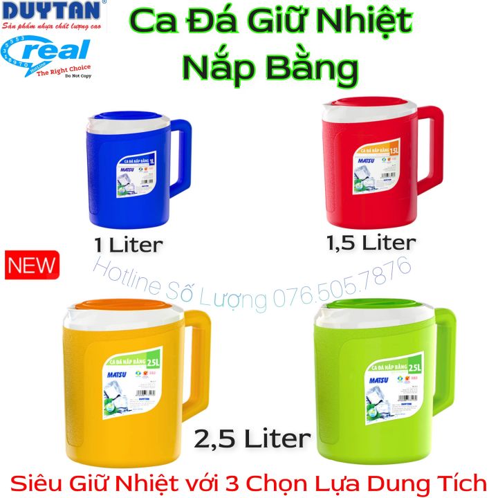 Ca Đá giữ nhiệt nắp bằng 1L/1.5L/2.5L Nhựa duy tân-GIAO MÀU NGẪU NHIÊN ...