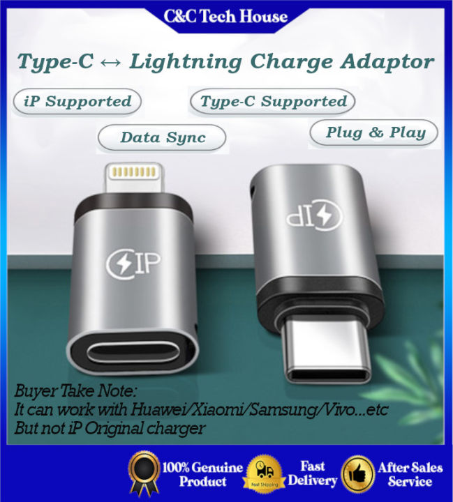 Ready Stock Type-C and iP Charging & Jack Audio Converter for Type-C to ...