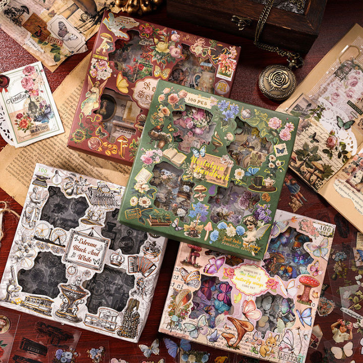 100 Sheets Boxed Vintage Century Series Stickers Literary Journal ...
