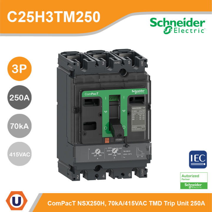 Schneider Electric Circuit breaker ComPacT NSX250H, 70kA at 415VAC, TMD ...
