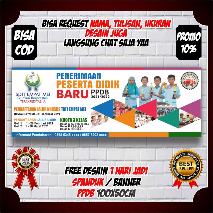 Spanduk Banner PPDB Berkualitas Backdroup Sekolah PPDB ukuran 100x50cm ...