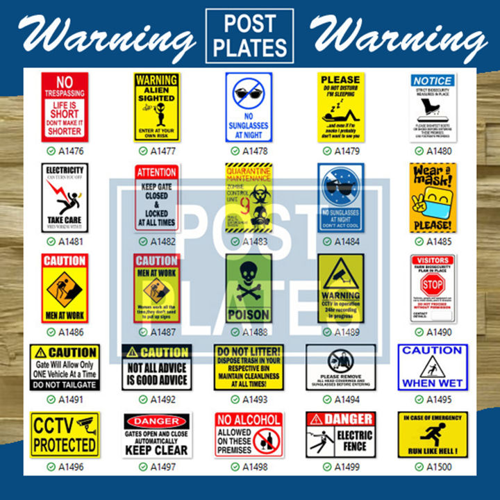 Warning Sign 1476-1500 Aluminum Metal Plates | Lazada PH