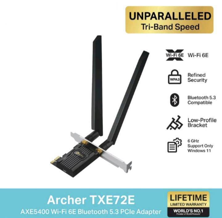 TP-Link Archer TXE72E AXE5400 Wi-Fi 6E Bluetooth 5.3 PCIe Adapter อะแดป ...