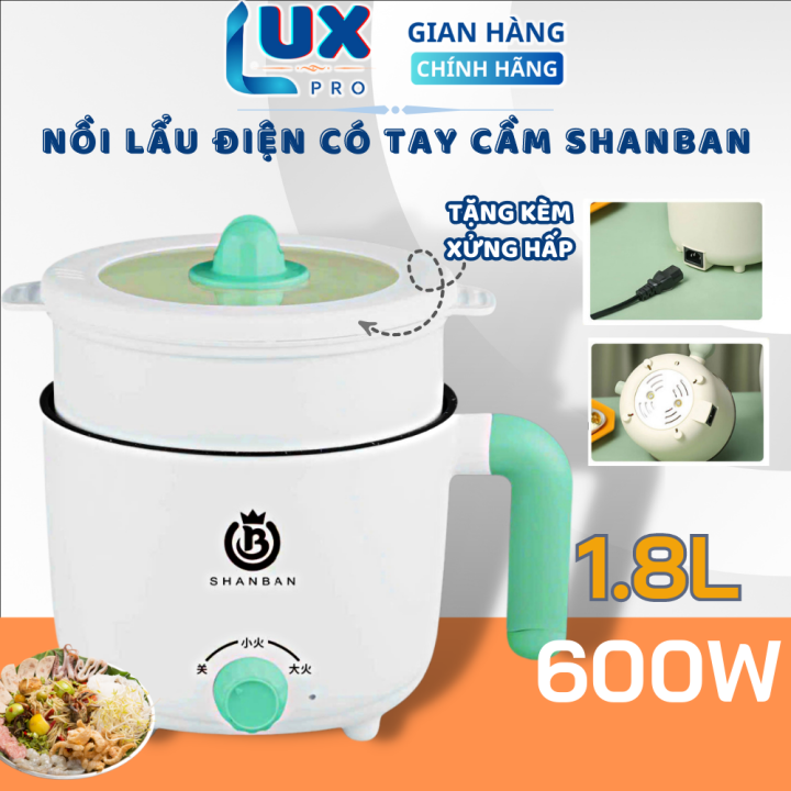 Nồi Lẩu Điện Mini Shanban 2 NẤC NHỆT Tay Cầm Tiện Dụng, Ca Nấu Mì 2 ...