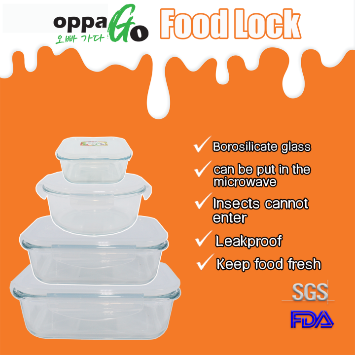 OppaGo Fresh Lock Glass Food Storage Household Food Storage Box Food ...