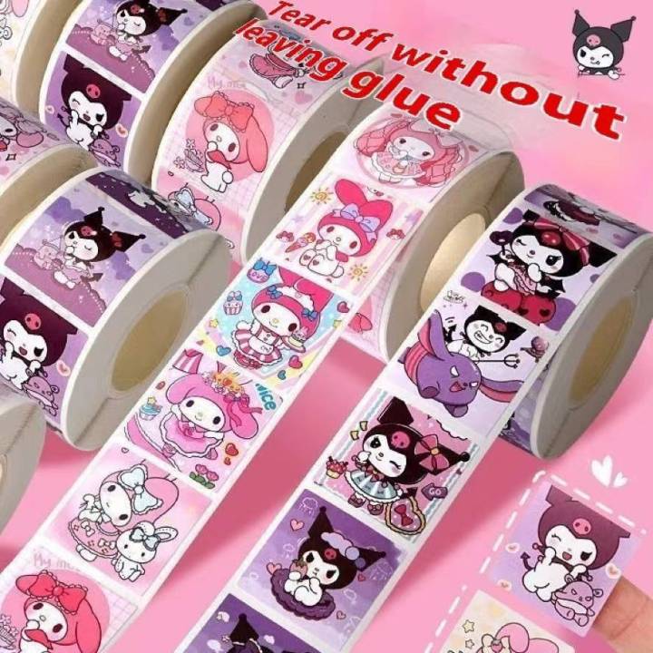 500pcs/roll Thank you Sticker Label Cute Sanrio Anime Kuromi ...