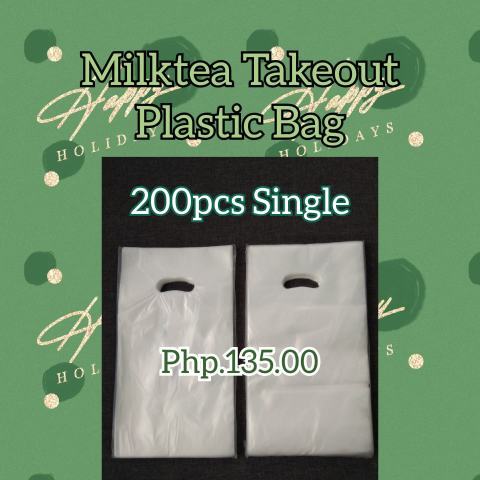 200 pcs Milk Tea Plastic Takeout Bags Drink Carrier - (SINGLE) 6.25 ...